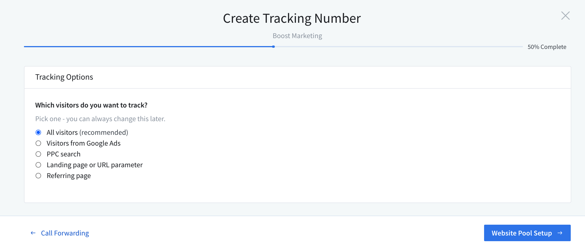 Create a website pool – CallRail Help Center